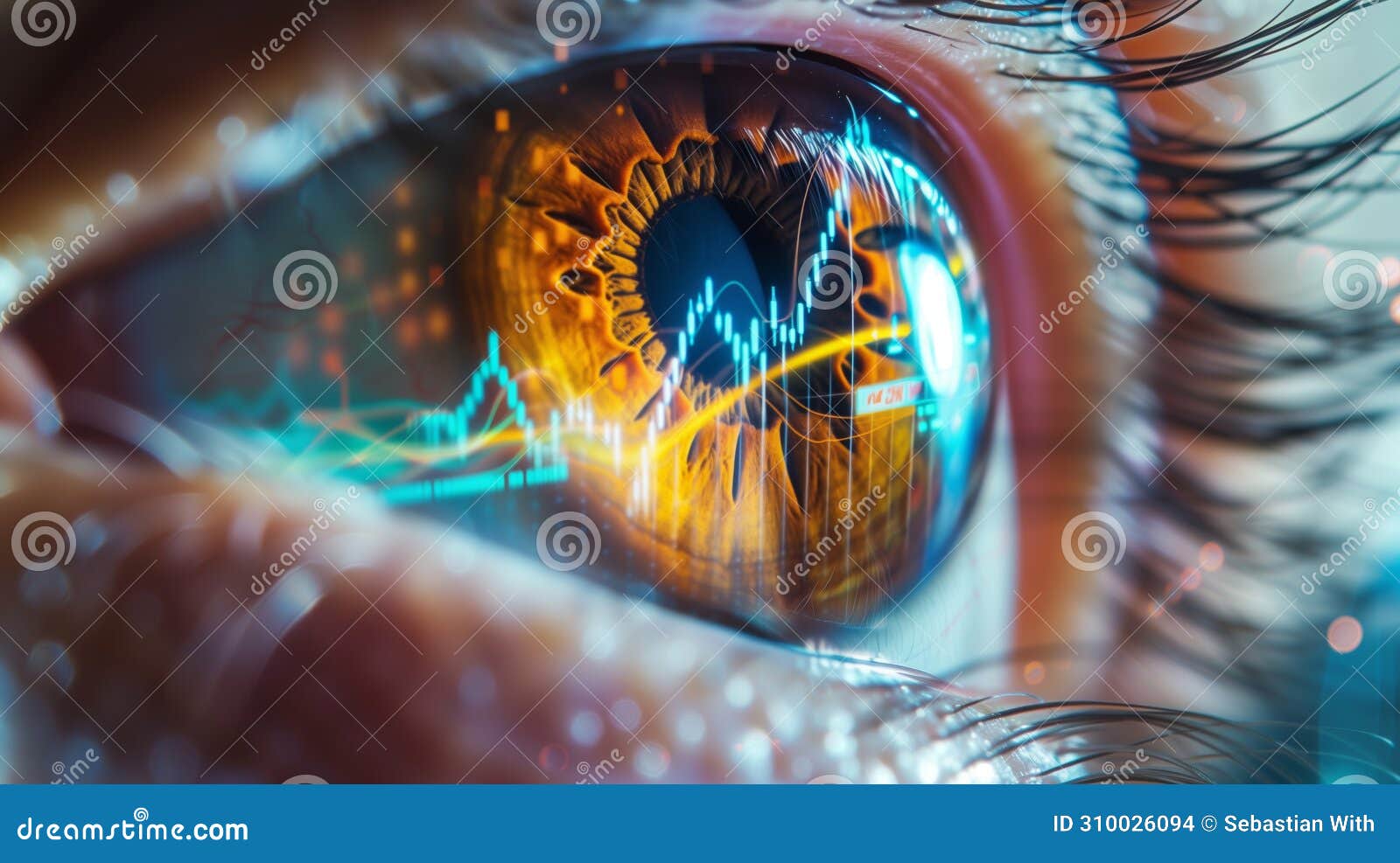 Digital Perception: Eye Reflecting Data Visualizations Stock Photo ...