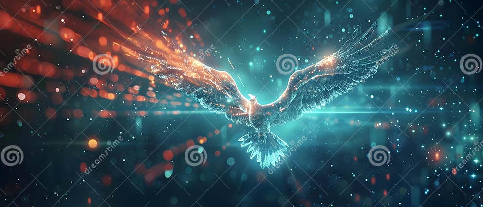 Digital Phoenix Ascending from Data Chaos. Concept Technology, Data ...