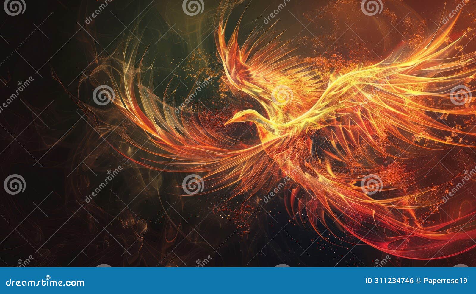 Digital phoenix bird art stock illustration. Illustration of backdrop ...