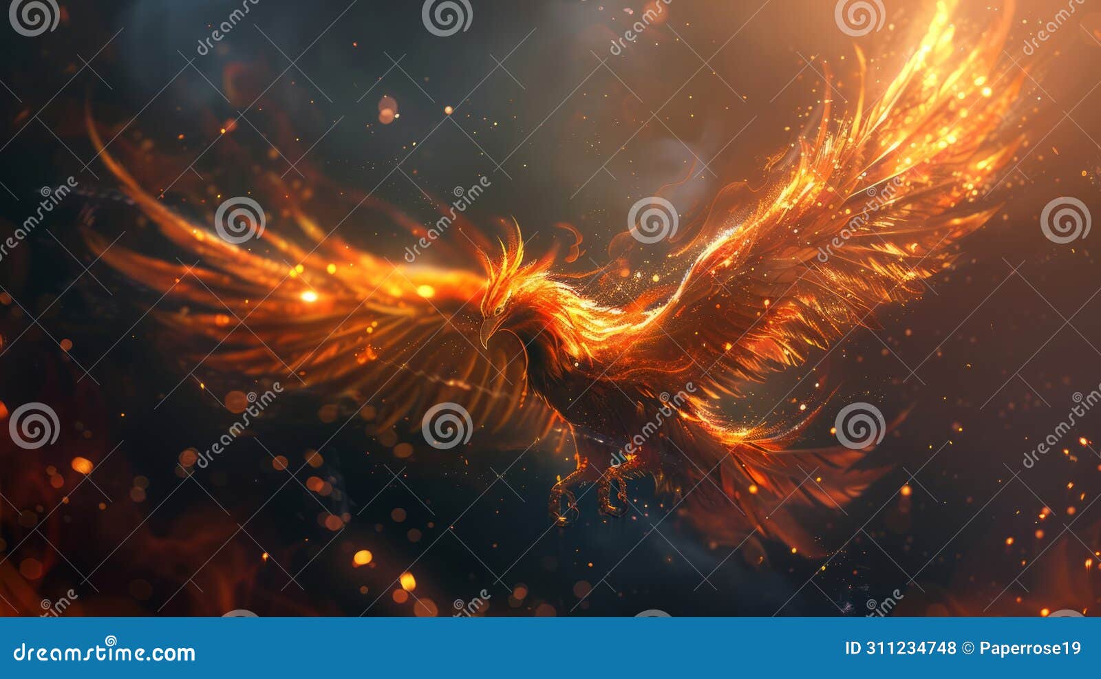Digital phoenix bird art stock illustration. Illustration of style ...