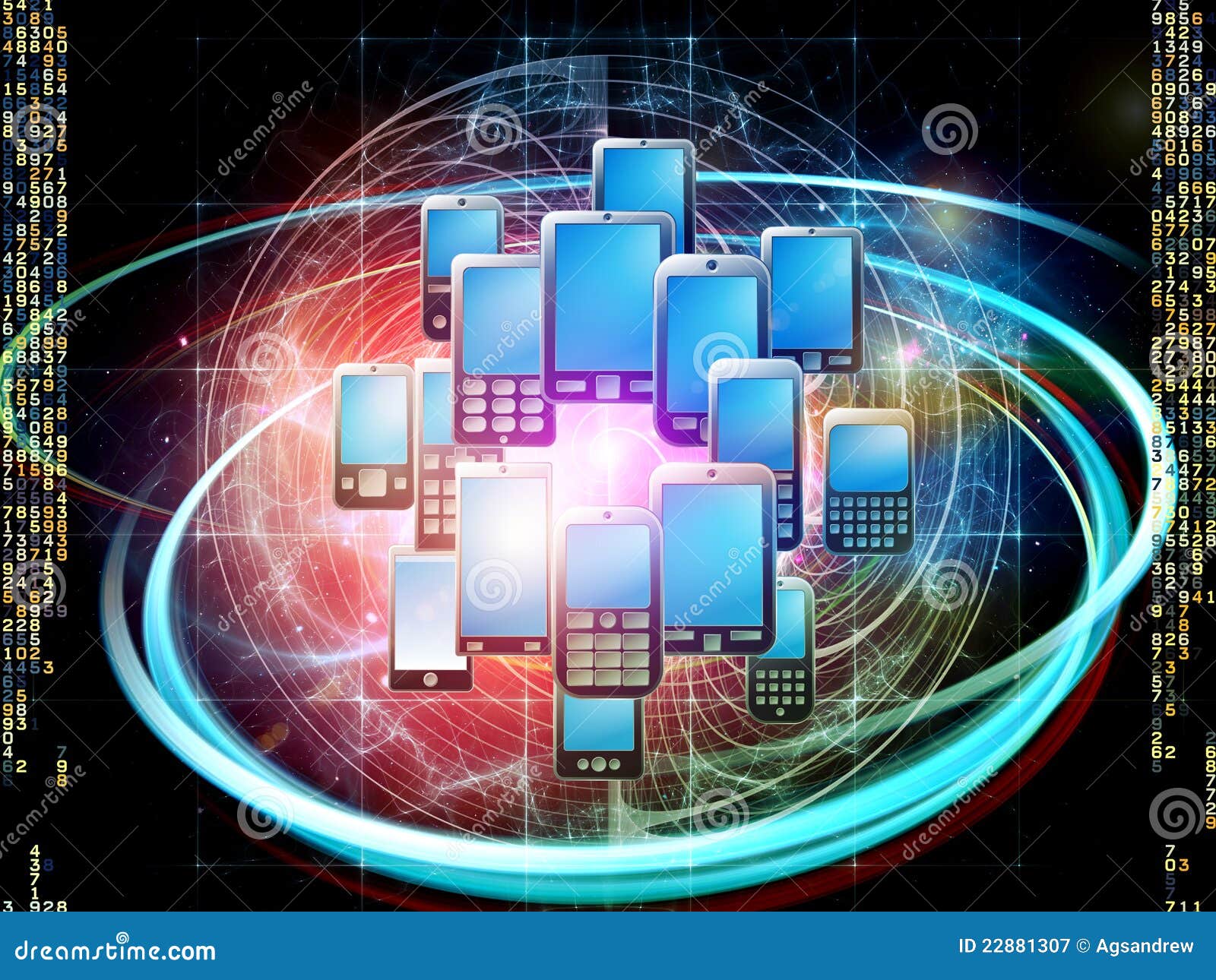 Digital Phone Technology stock illustration. Illustration of background ...