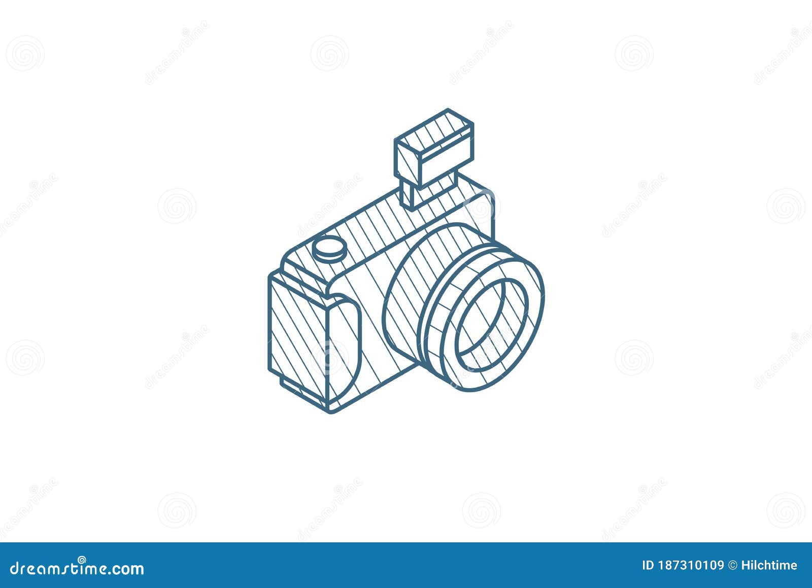 Digital Photo Camera Isometric Icon. 3d Line Art Technical Drawing ...