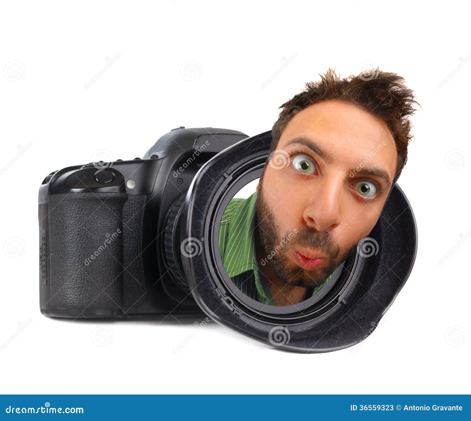 Digital Photo Camera with Wow Man Stock Image - Image of bargain ...