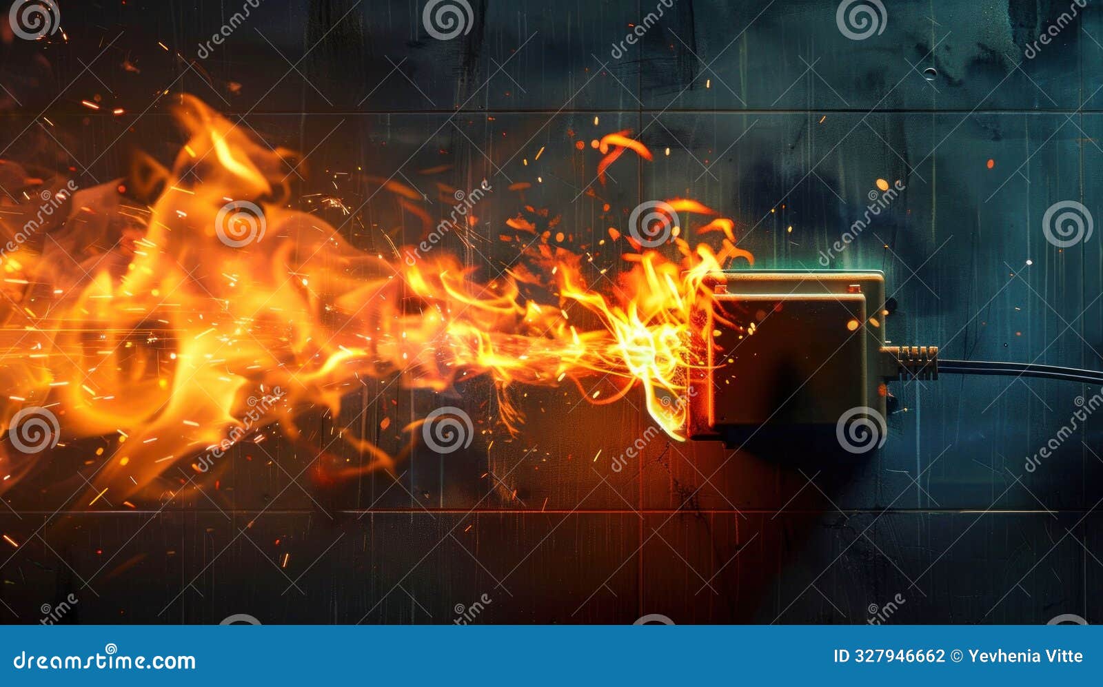 Digital Photo of Electrical Plug on Fire with Flames. Generative Ai ...