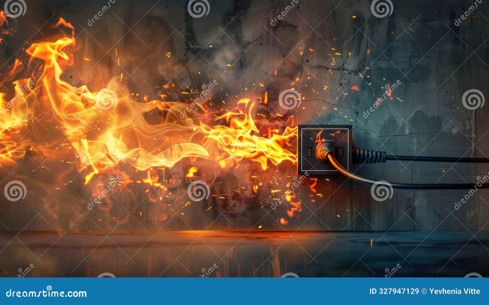 Digital Photo of Electrical Plug on Fire with Flames. Generative Ai ...