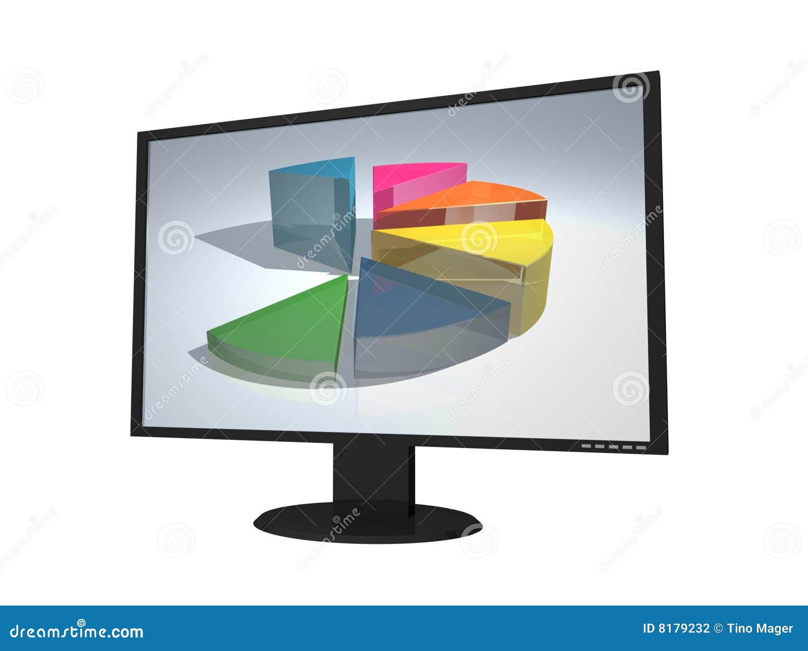 Digital pie monitor 3d stock illustration. Illustration of color - 8179232