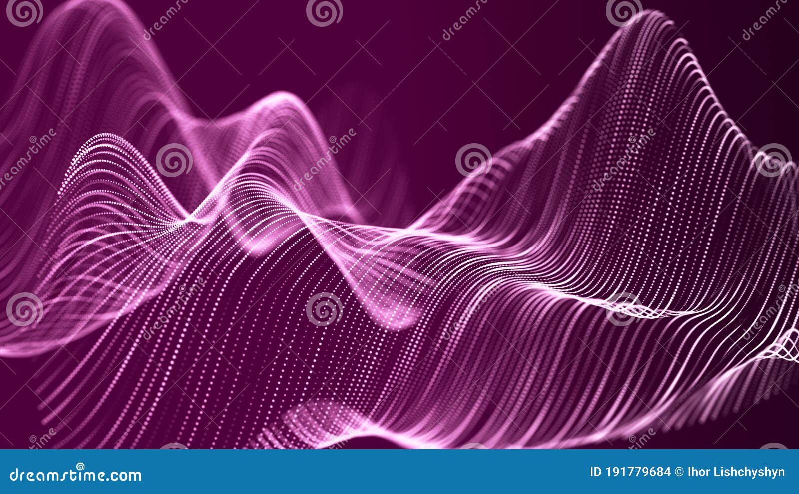 Digital Pink Wave Background of Particles. Abstract Futuristic Dynamic ...