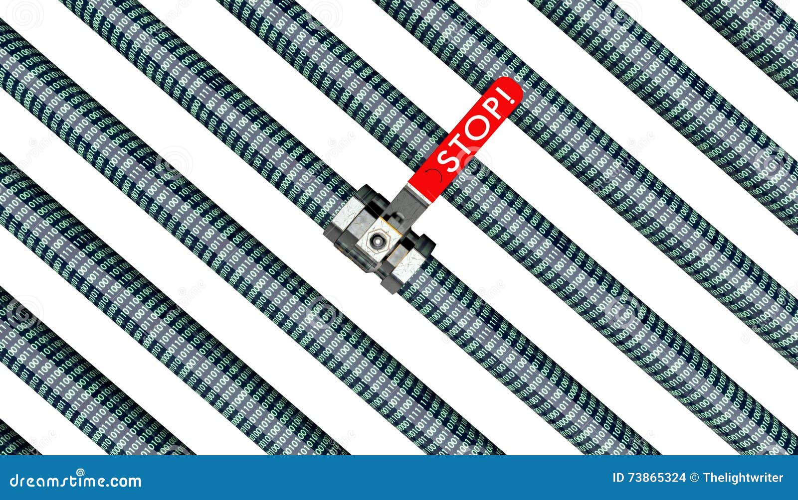 Digital Pipe with Data and a Stop Handle Stock Illustration ...