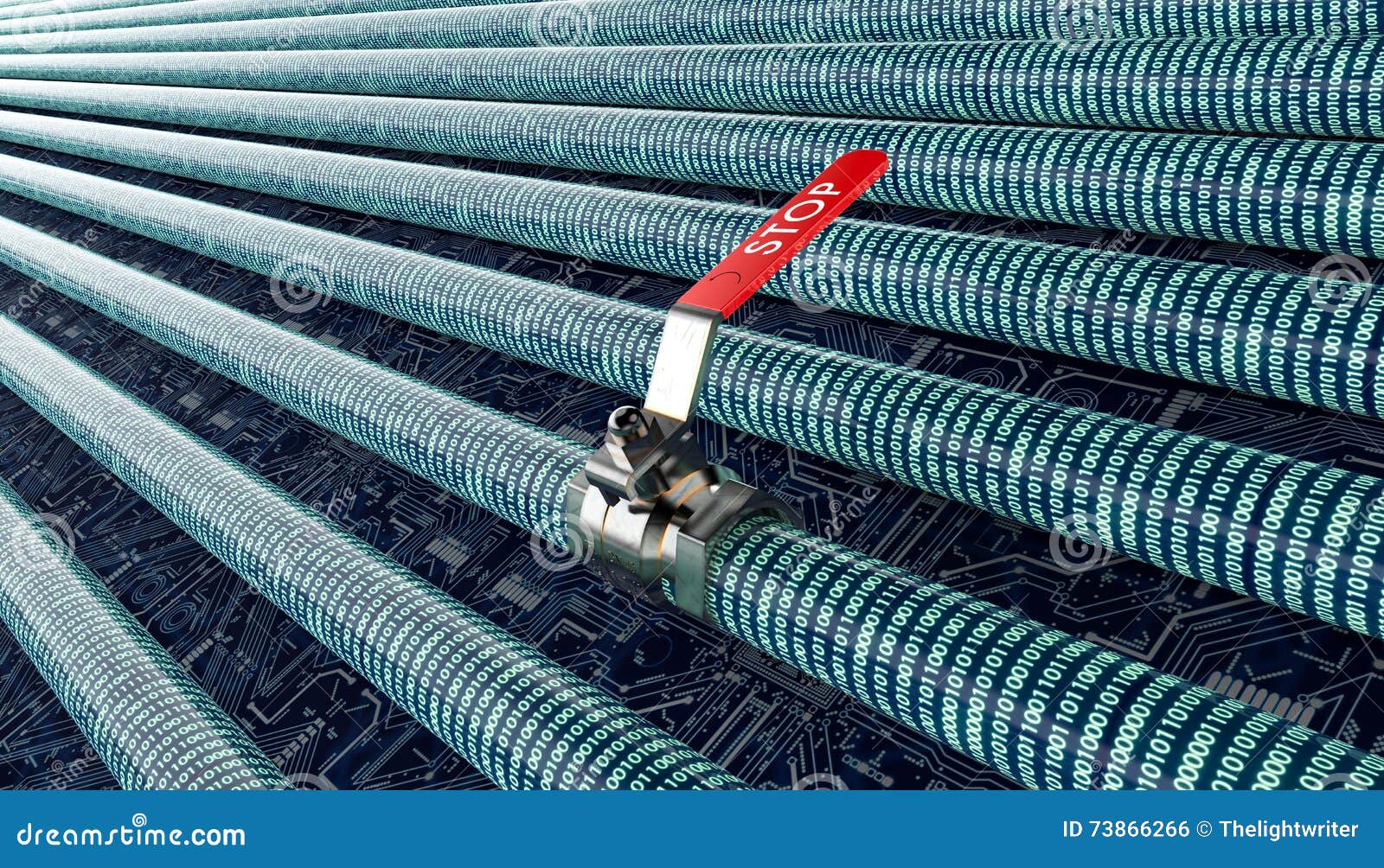 Digital Pipe with Data and a Stop Handle Stock Illustration ...