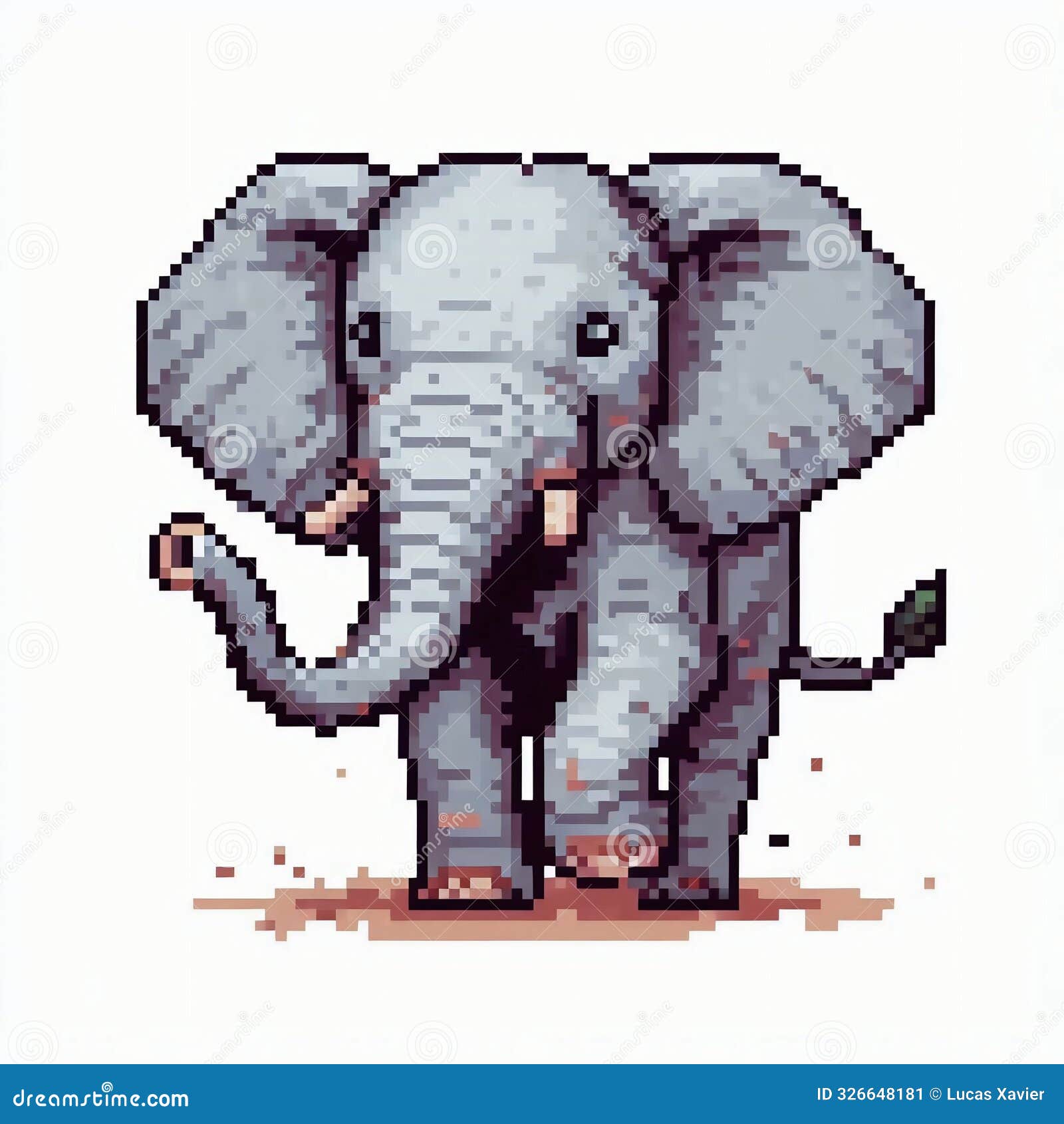 Pixel art elephant stock illustration. Illustration of design - 326648181