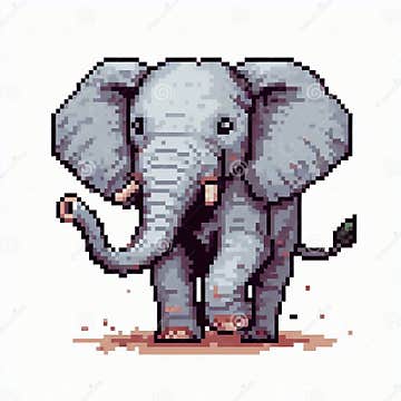 Pixel art elephant stock illustration. Illustration of design - 326648181