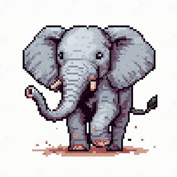 Pixel art elephant stock illustration. Illustration of design - 326648181