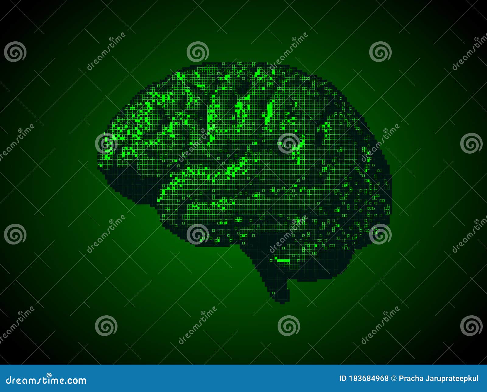 Digital Pixel Brain Illustration on Dark BG Stock Vector - Illustration ...