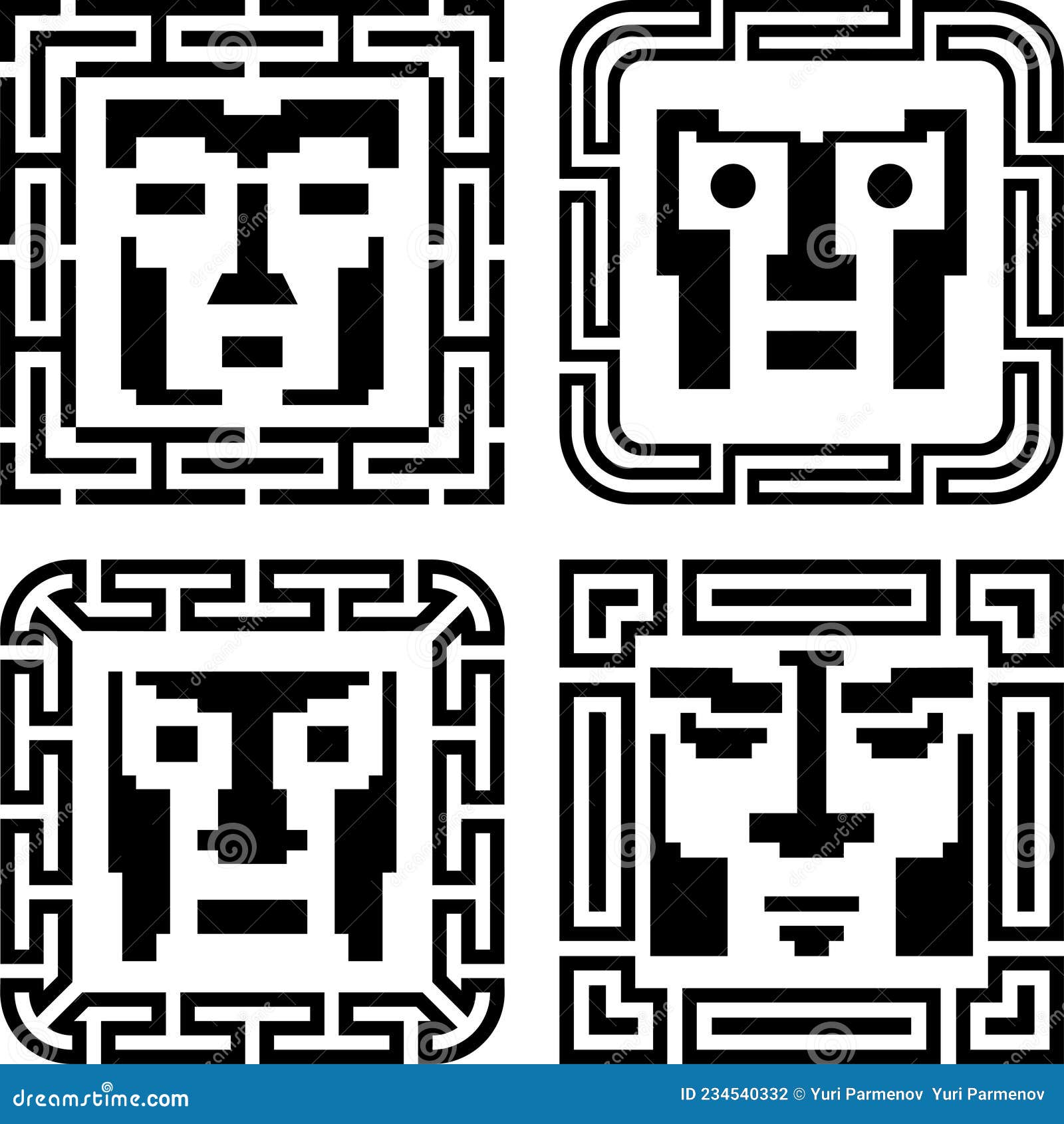 Set of Cyber Avatar Icon. Computer Technology, Security and Hacking ...