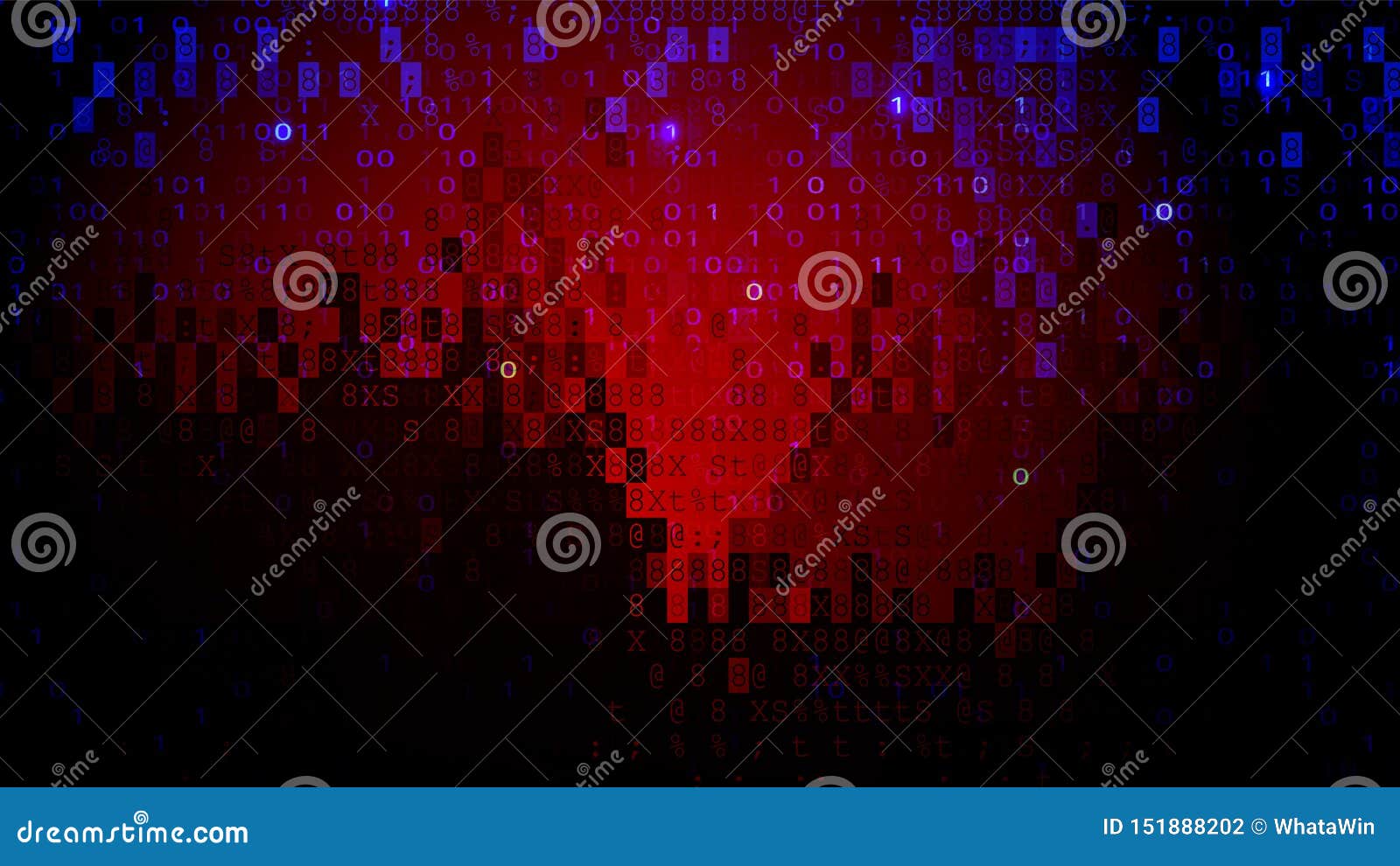 Digital Pixel Screen Dark Red BG. Cybercrime Concept Stock Vector ...