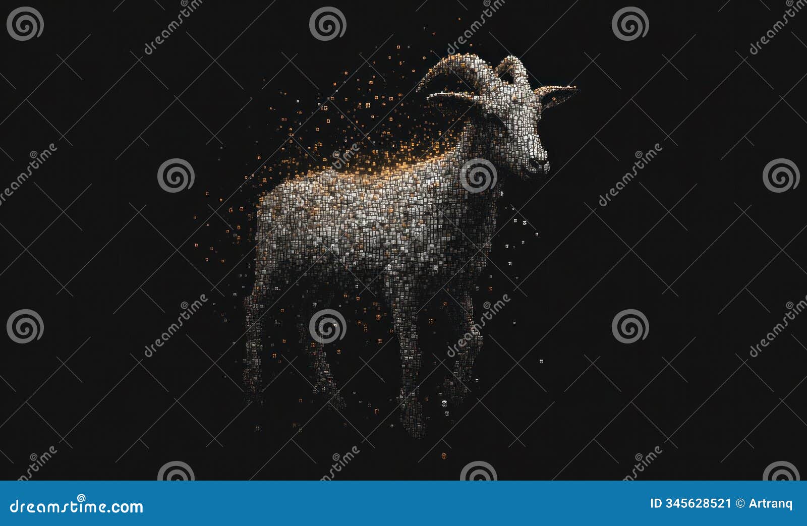 Digital Pixelated Goat with Dynamic Glow Effect Stock Illustration ...