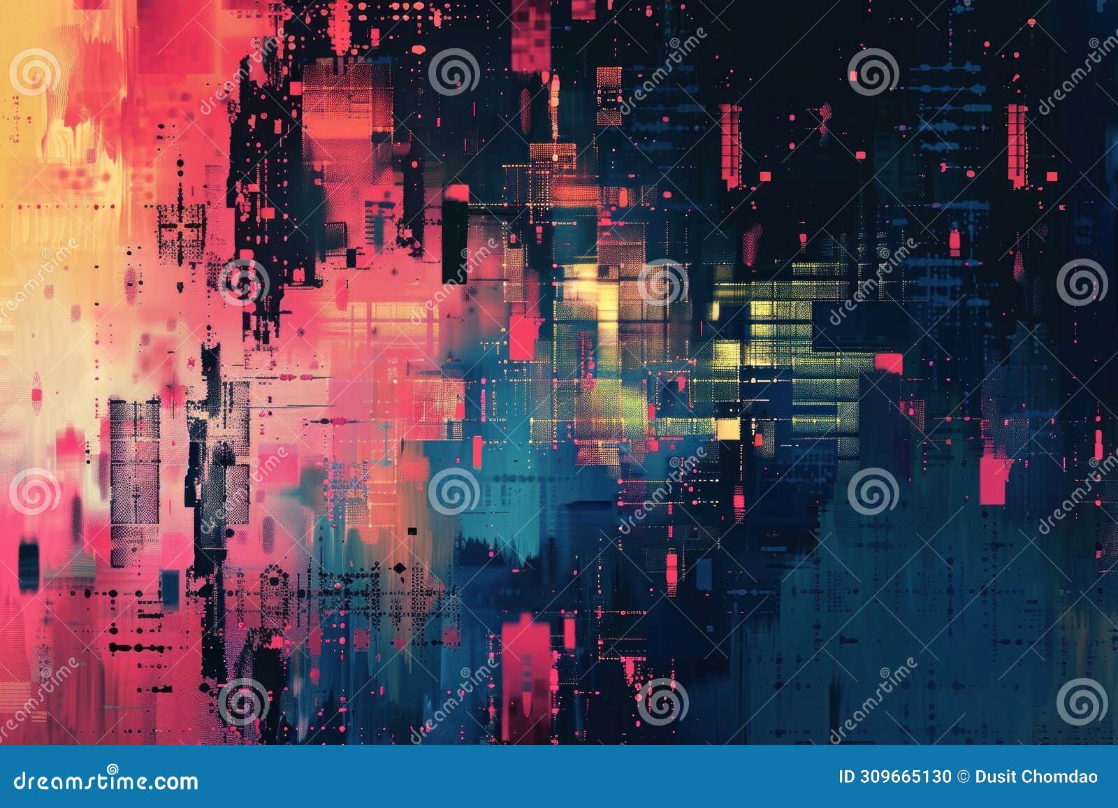 Digital Pixelation Abstract Effect on a Modern Background. Generative ...