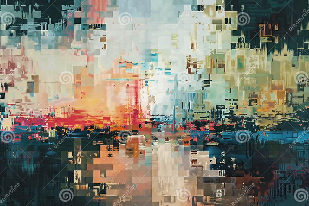 Digital Pixelation Abstract Effect on a Modern Background. Generative ...