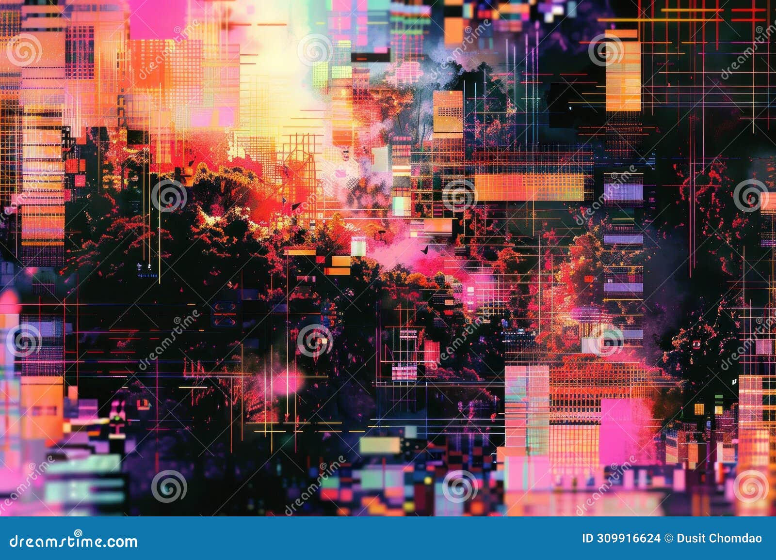 Digital Pixelation Abstract Effect on a Modern Background. Generative ...