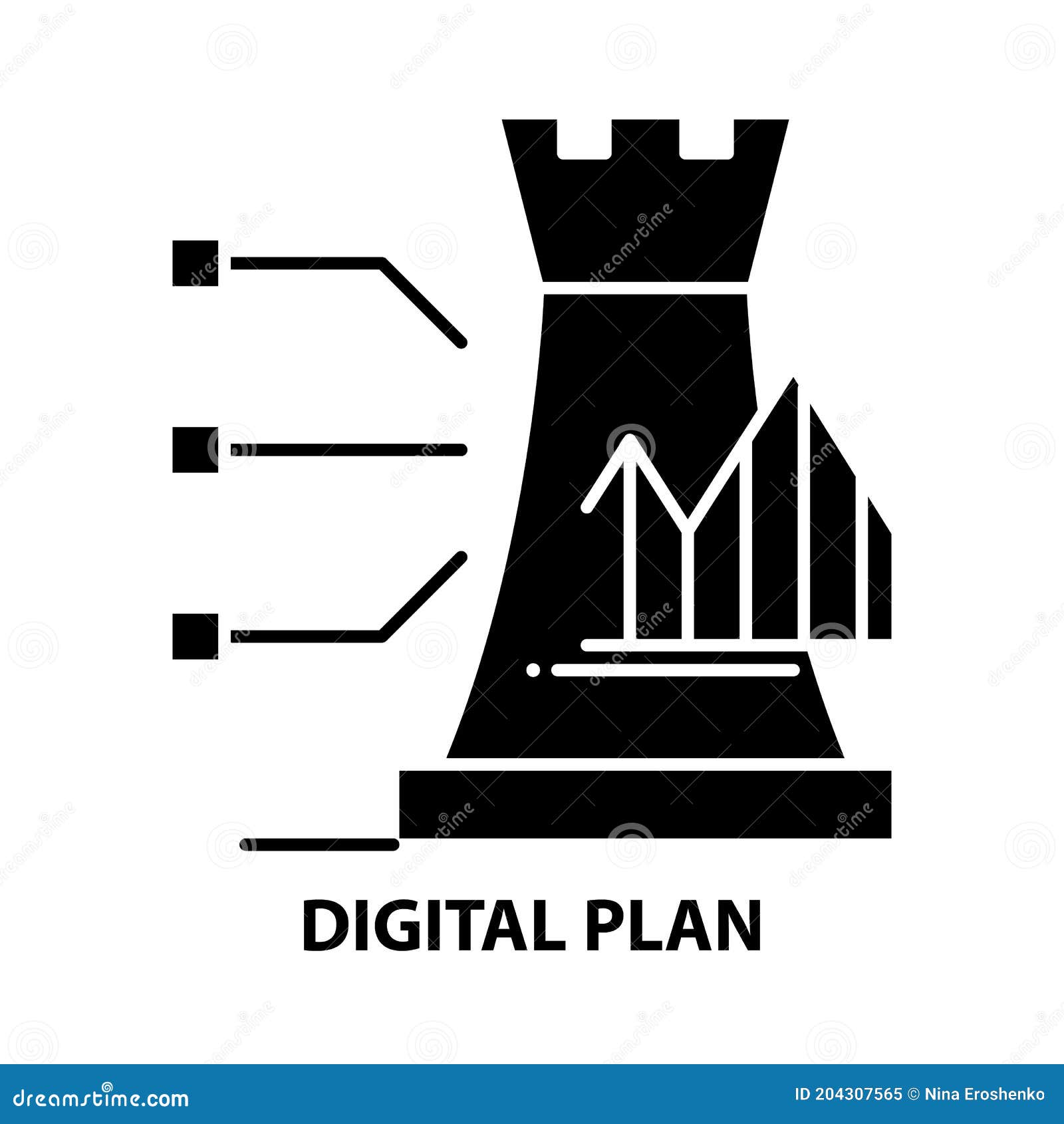 Digital Plan Icon, Black Vector Sign with Editable Strokes, Concept ...