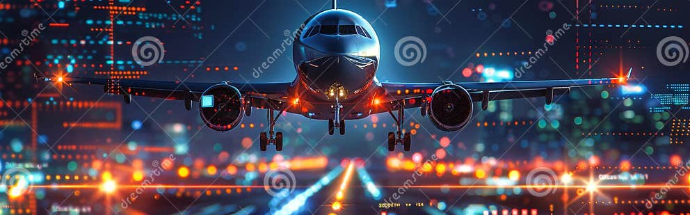 A Digital Plane Navigates the Sky, Showcasing Data and Graphs in a ...