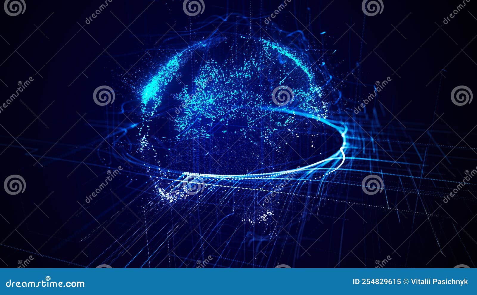 Digital Planet Earth with Particles in Cyberspace. the Flow of ...