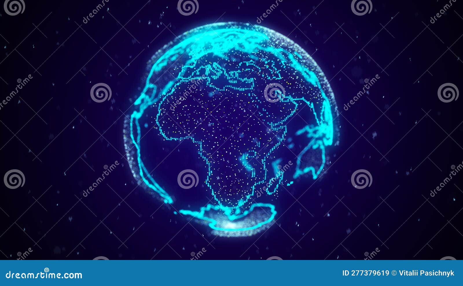 Digital Planet Earth with Particles in Cyberspace. the Flow of ...