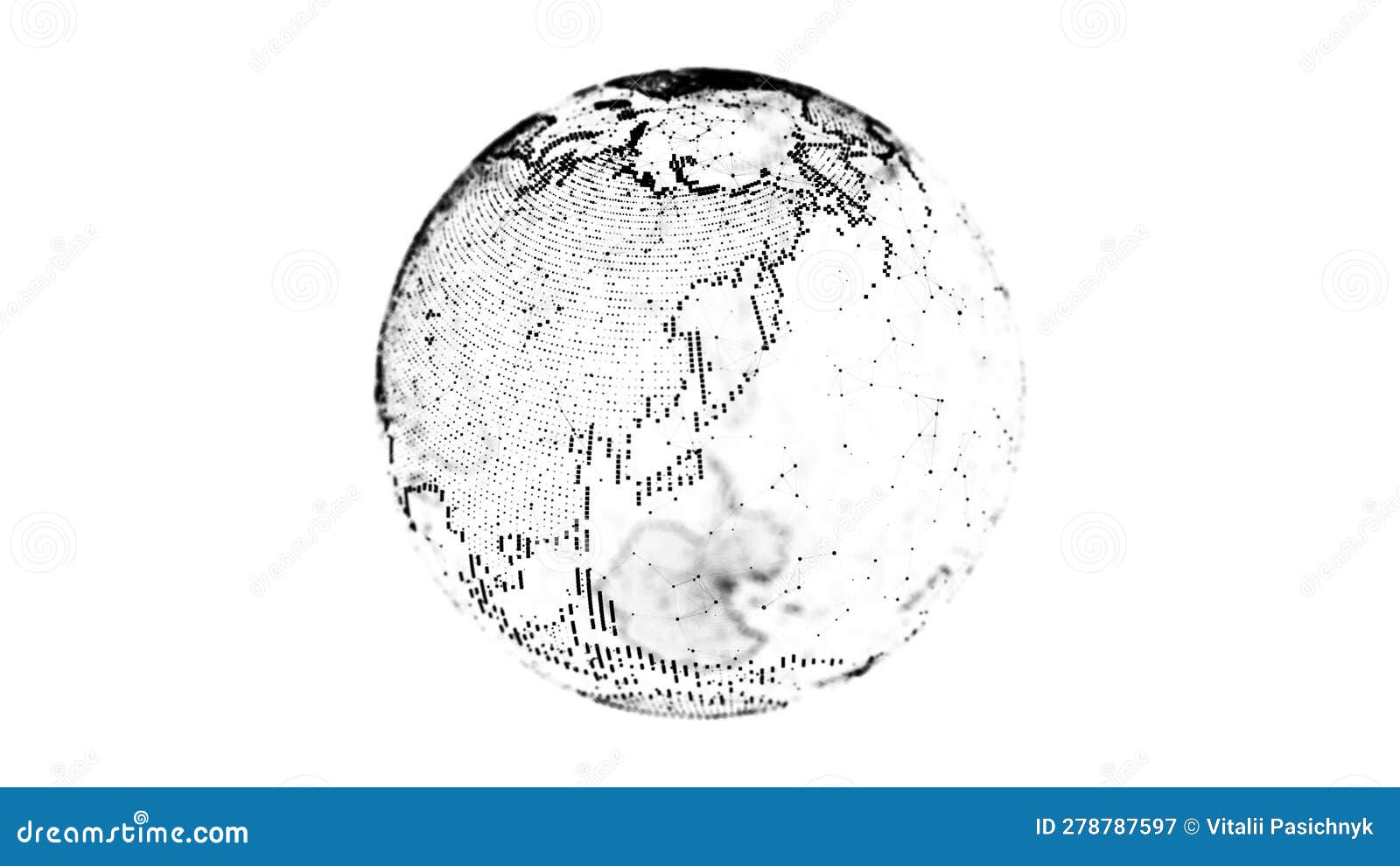 Digital Planet Earth with Particles in Cyberspace. the Flow of ...