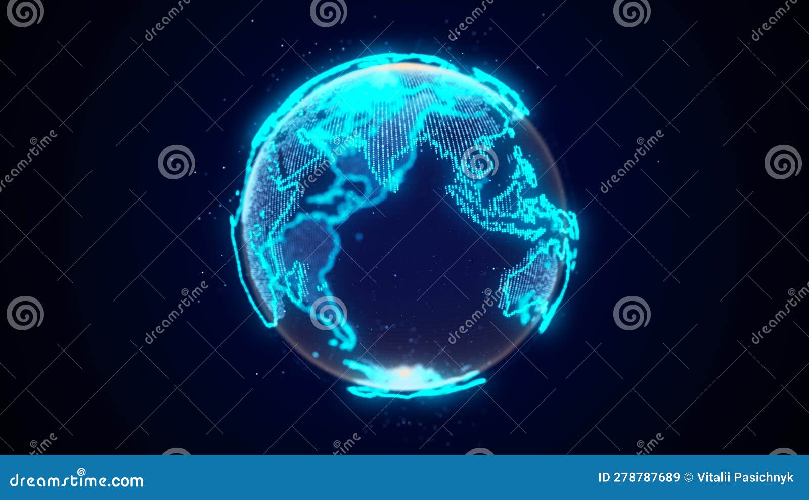 Digital Planet Earth with Particles in Cyberspace. the Flow of ...