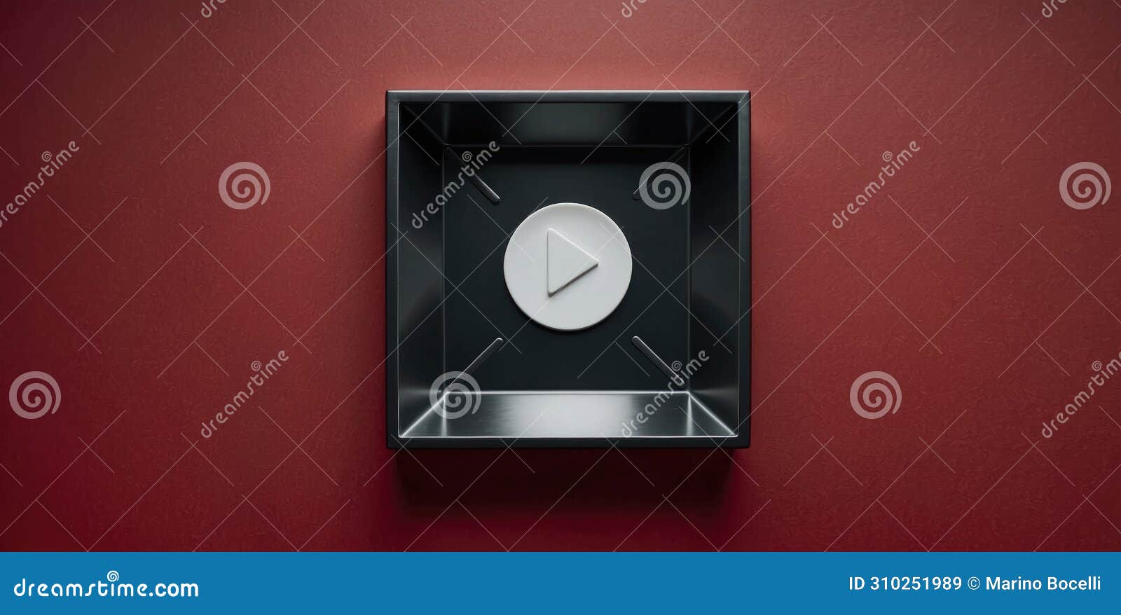 Digital Play Button with Arrow Symbol in Front of a Red Concrete Wall ...