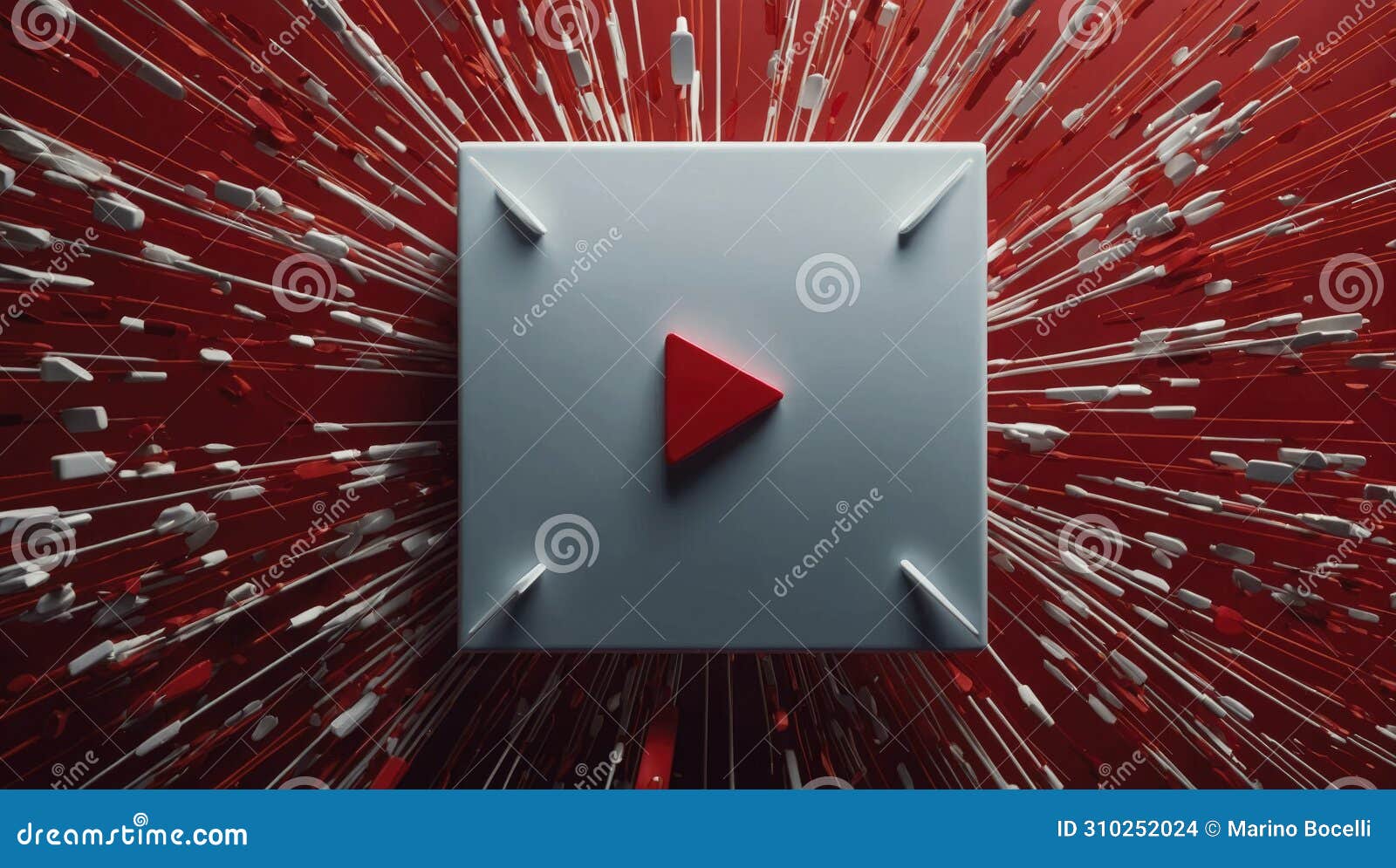 Digital Play Button with Arrow Symbol in Front of a Red Concrete Wall ...