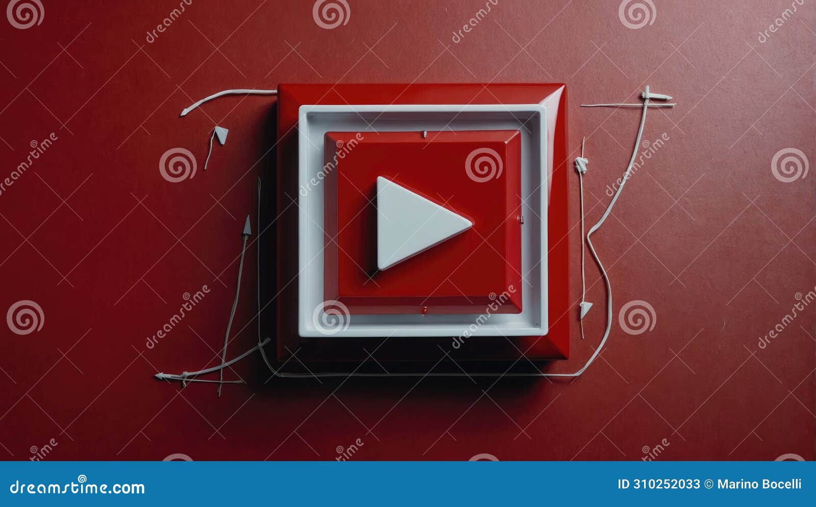 Digital Play Button with Arrow Symbol in Front of a Red Concrete Wall ...