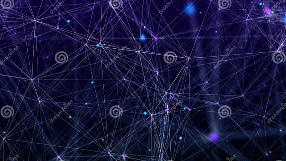 Digital Plexus of Glowing Lines and Dots. Abstract Background. 3D Rendering. Network or ...