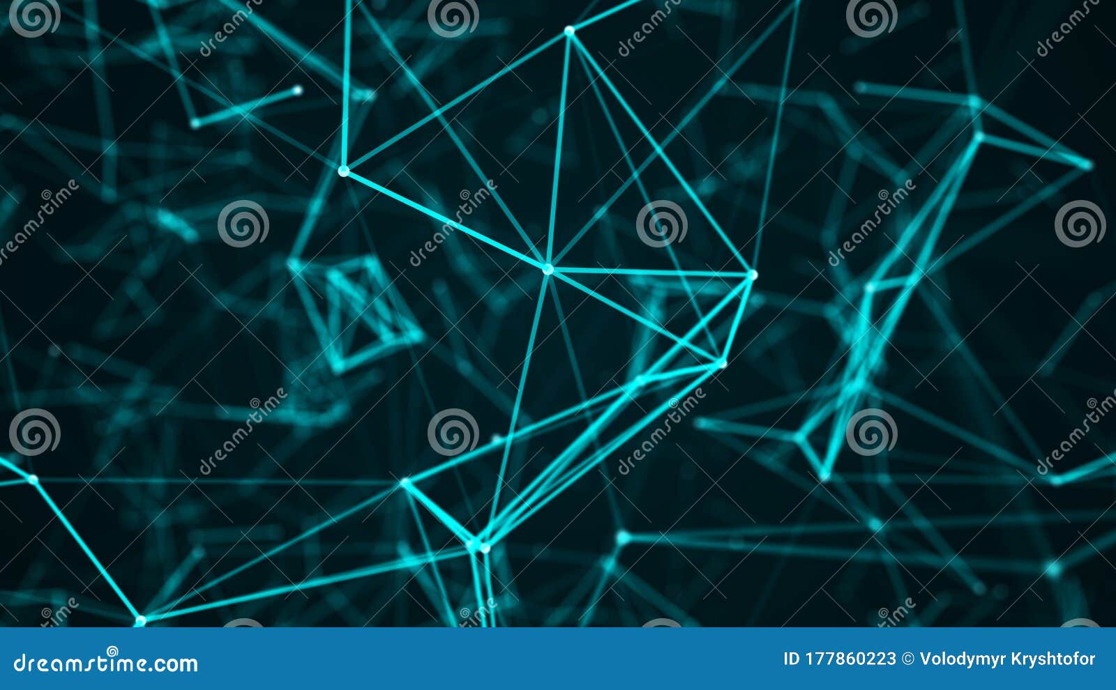 Digital Plexus of Glowing Lines and Dots. Abstract Background. 3D Rendering. Network or ...