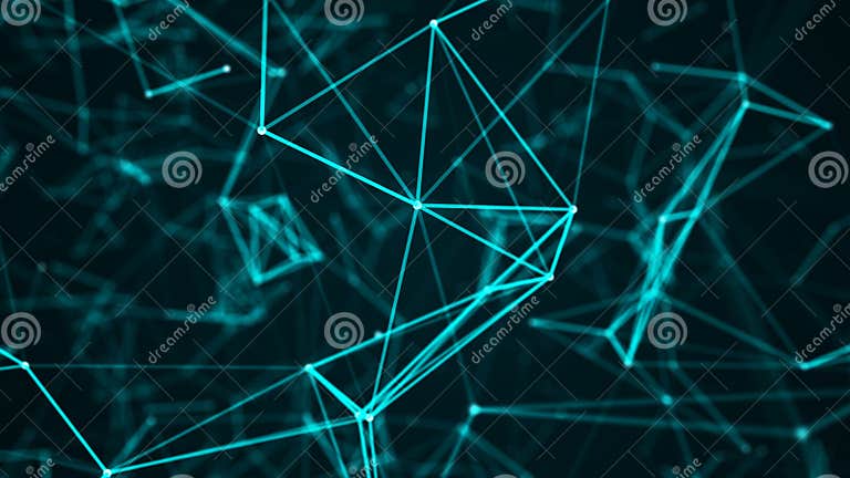 Digital Plexus of Glowing Lines and Dots. Abstract Background. 3D Rendering. Network or ...