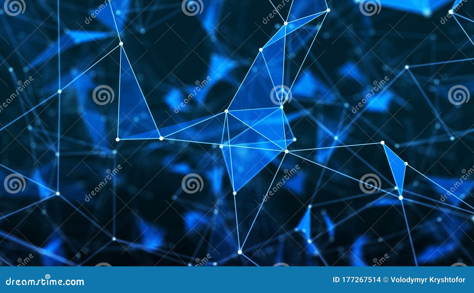 Digital Plexus of Glowing Lines, Dots and Triangles. Abstract Background. Connection of ...