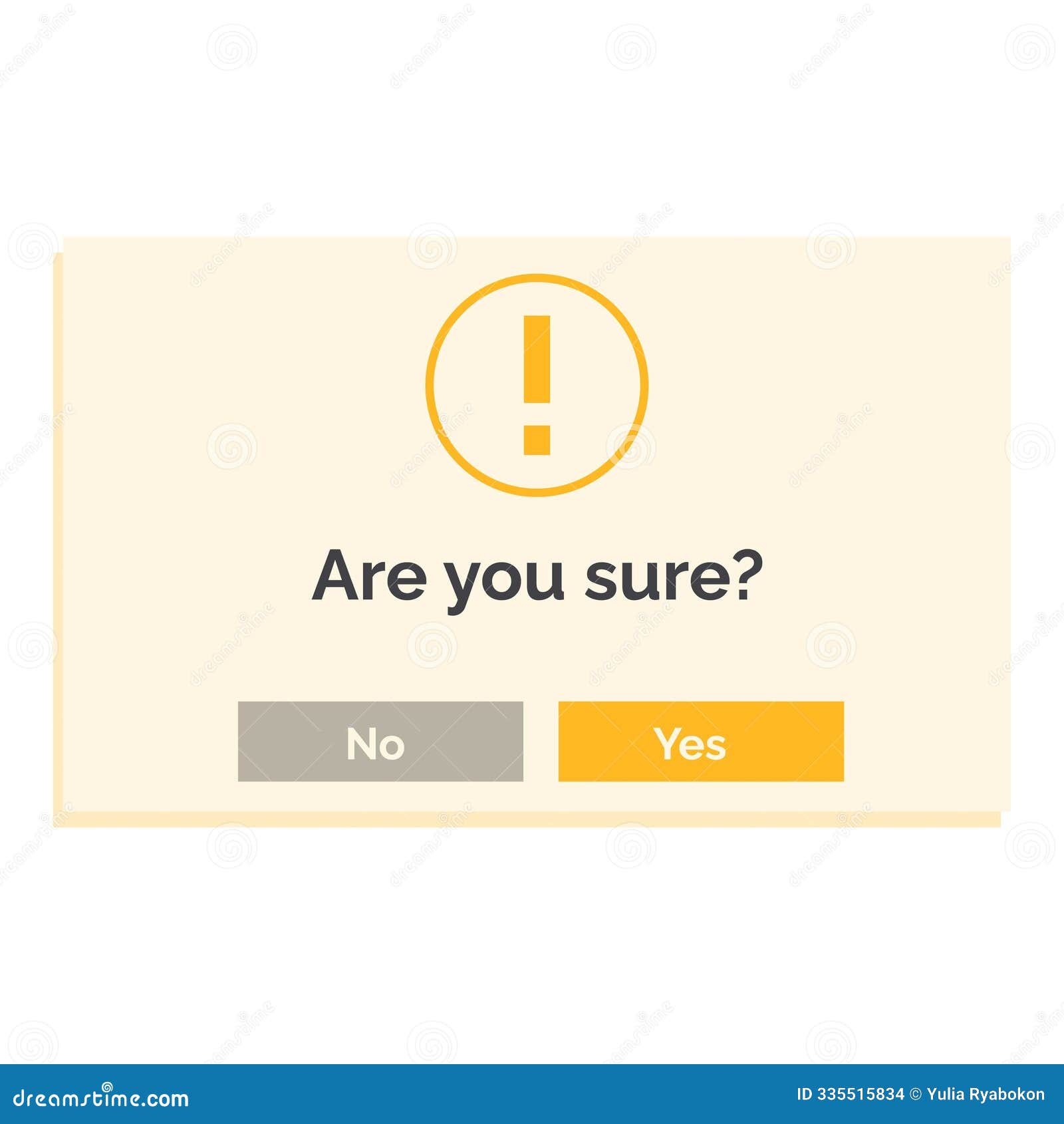Pop Up Window With Exclamation Point Asking Are You Sure Vector ...