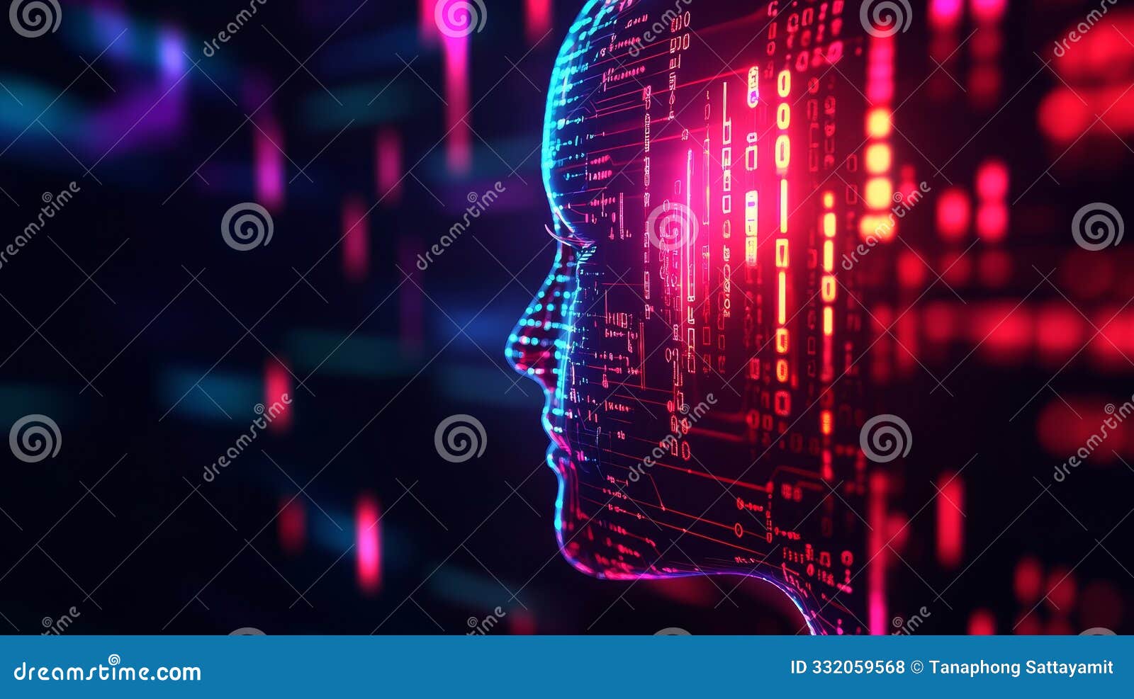 Digital Portrait of Artificial Intelligence a Digital Representation of a Human Face Formed from ...