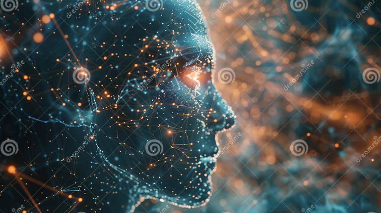 Digital Portrait of a Connected Mind Stock Illustration - Illustration ...