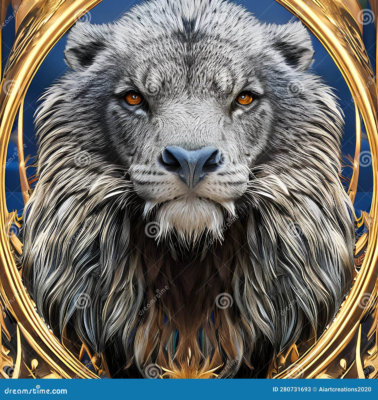 A Digital Portrait Of A Mythical Creature, Combining Elements Of ...