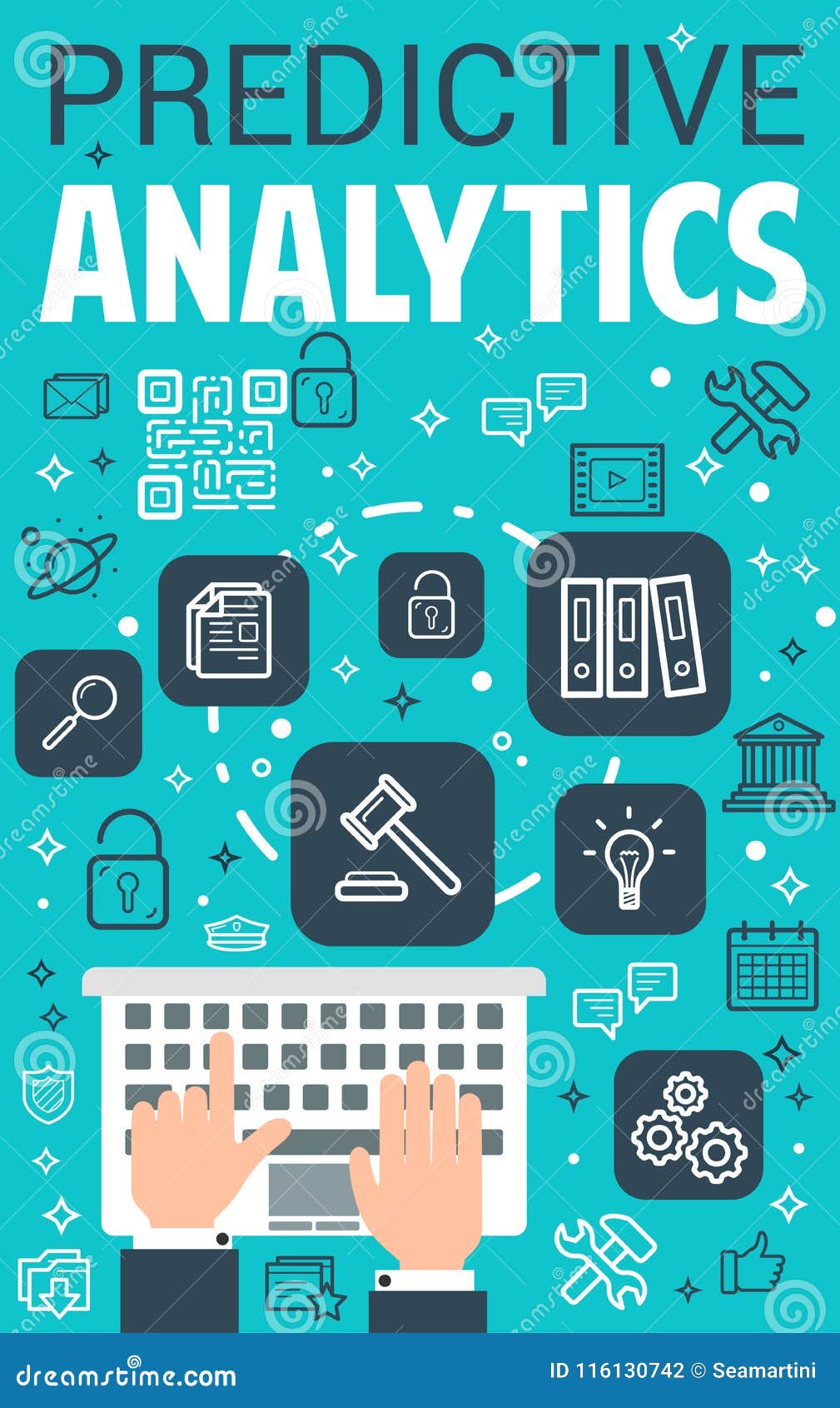 Vector Internet Predictive Analytics Poster Stock Vector - Illustration ...