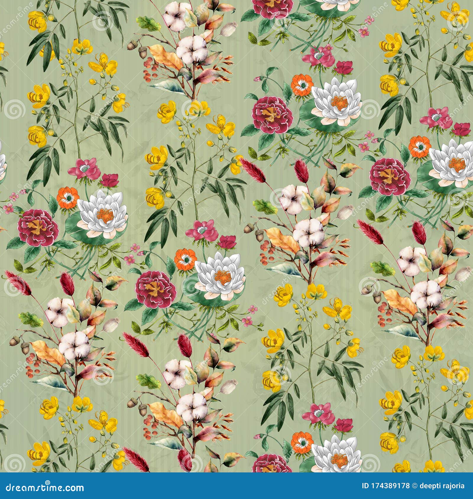 Digital Print Flower Pattern Design Stock Illustration - Illustration ...