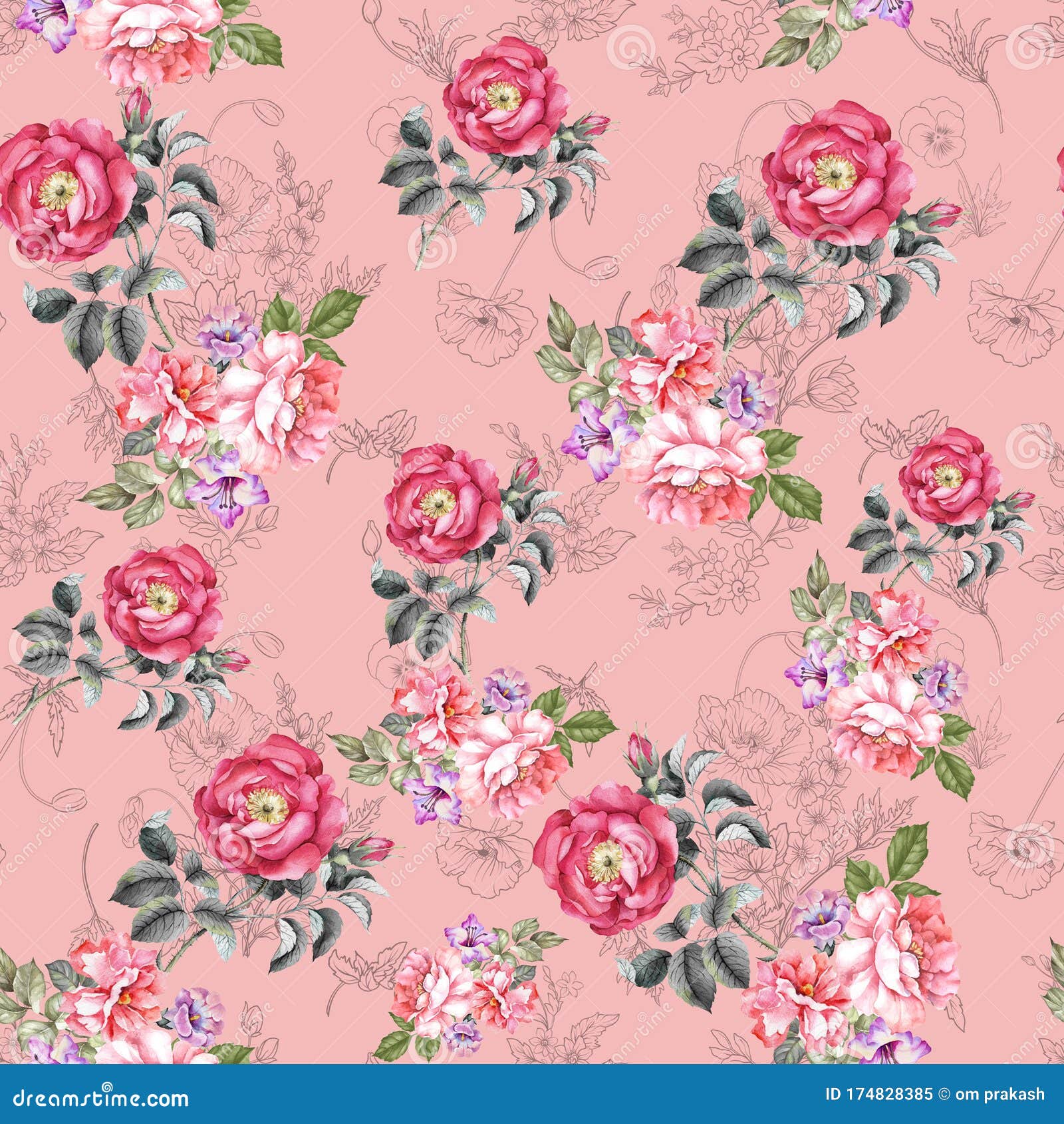 Digital Print Flower Pattern Design Stock Illustration - Illustration ...