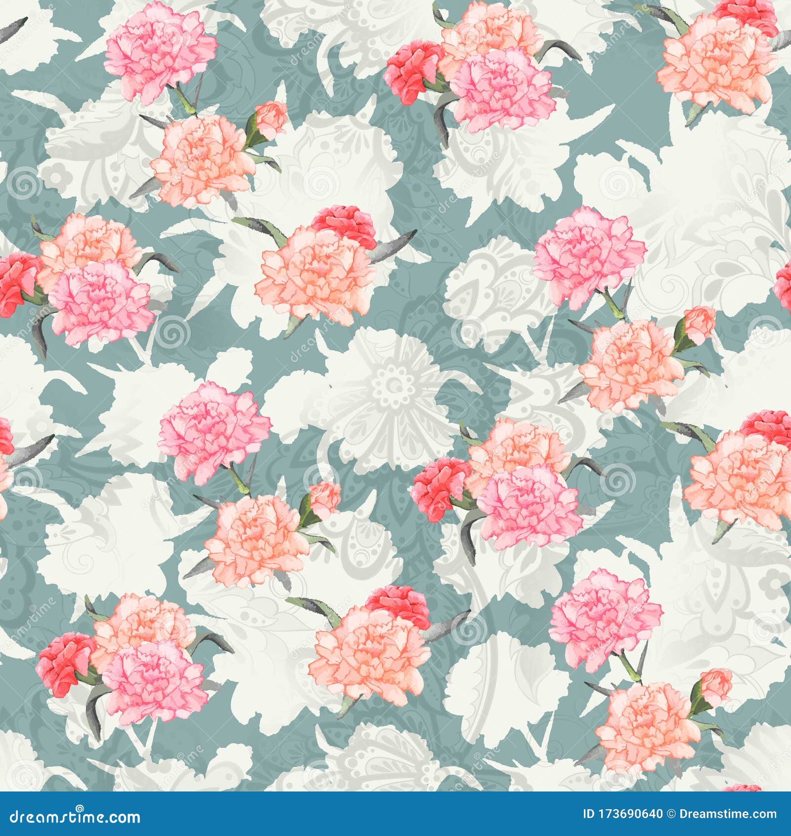 Digital Print Flower Pattern Design Stock Illustration - Illustration ...