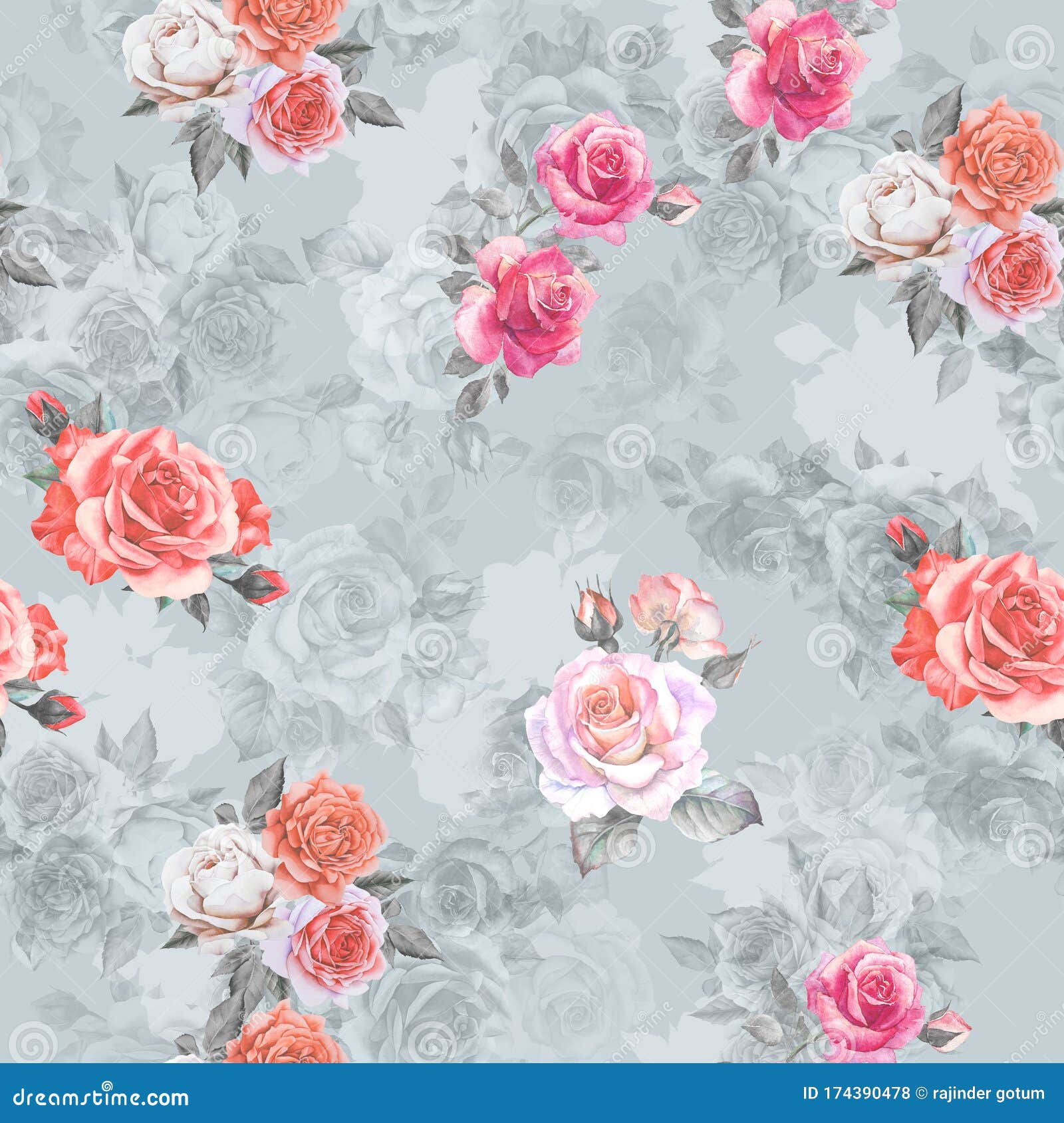 Digital Print Flower Pattern Design Stock Illustration - Illustration ...
