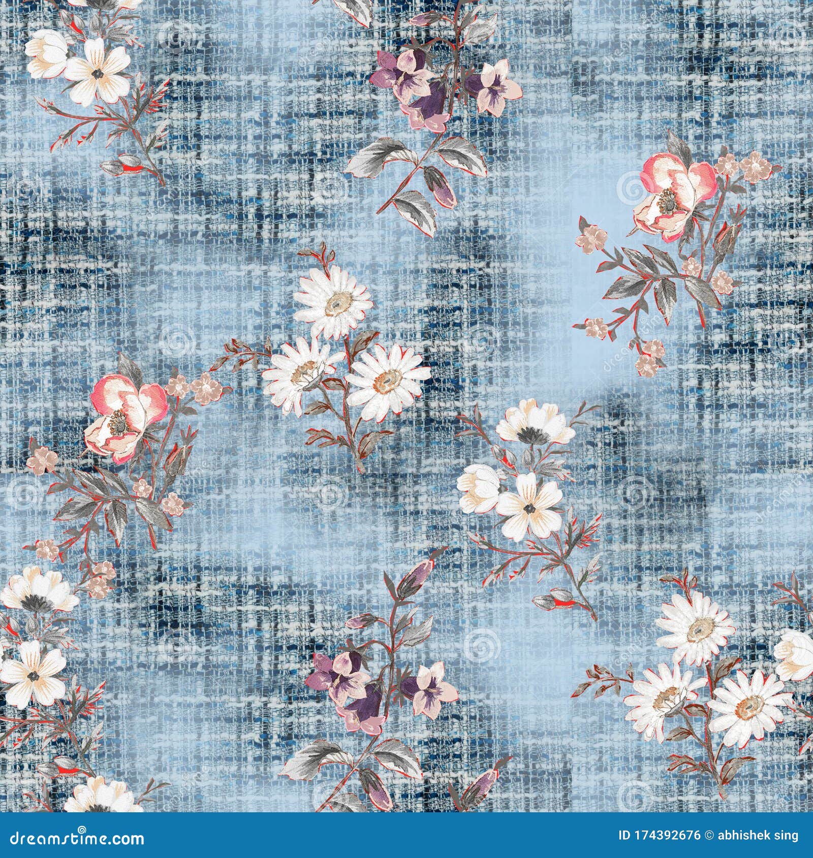 Digital Print Flower Pattern Design Stock Illustration - Illustration ...