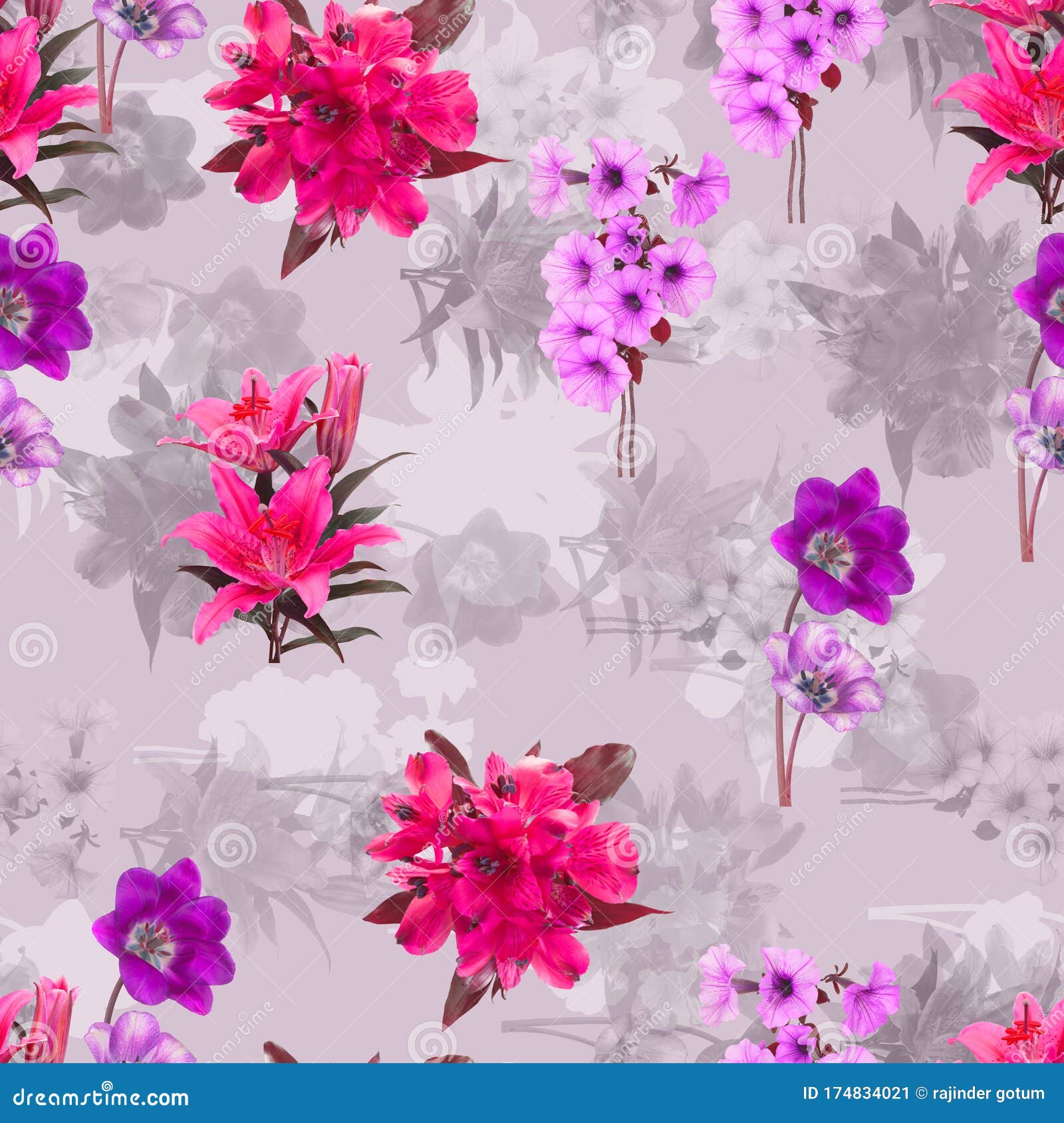 Digital Print Flower Pattern Design Stock Illustration - Illustration ...