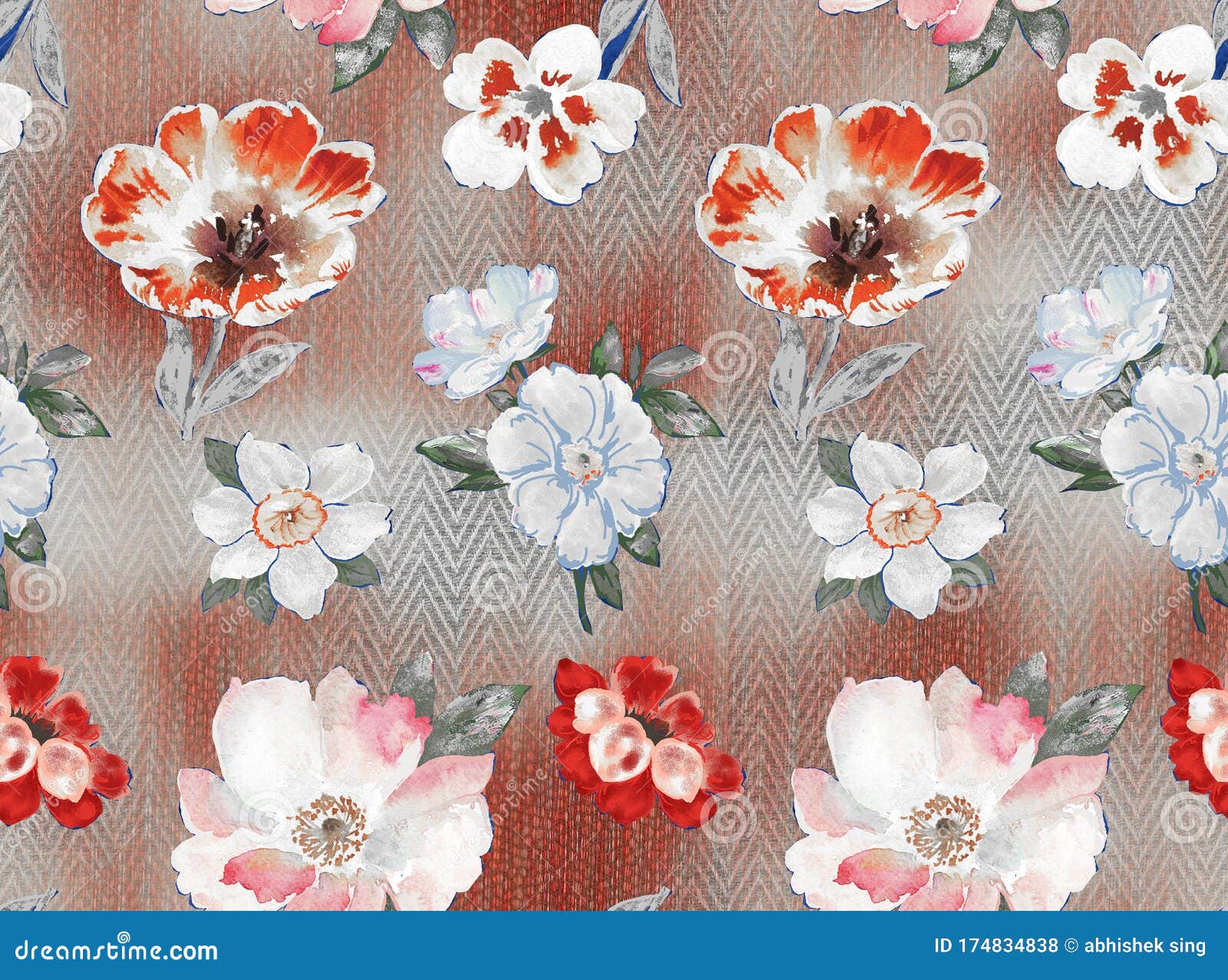 Digital Print Flower Pattern Design Stock Illustration - Illustration ...