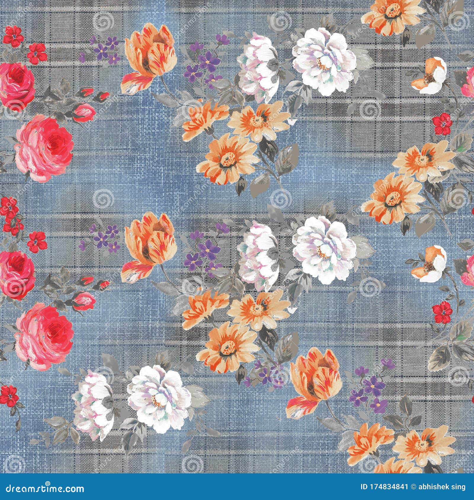 Digital Print Flower Pattern Design Stock Illustration - Illustration ...