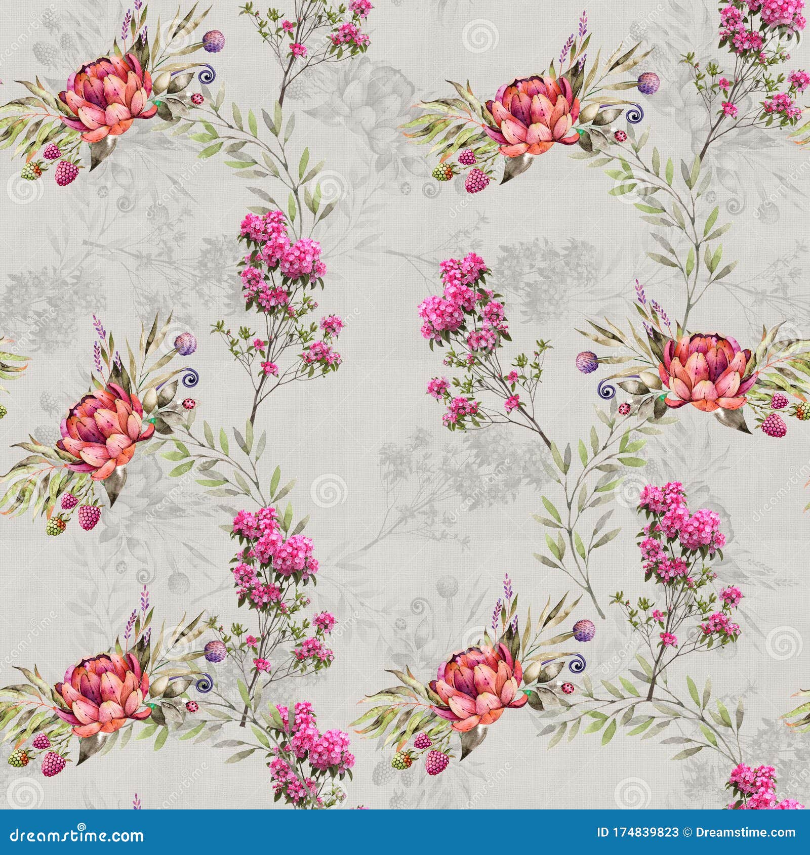 Digital Print Flower Pattern Design Stock Illustration - Illustration ...